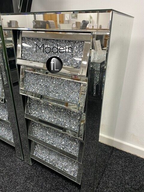 Crushed Crystal Angled Tallboy, sparkle angled drawers with diamond ...